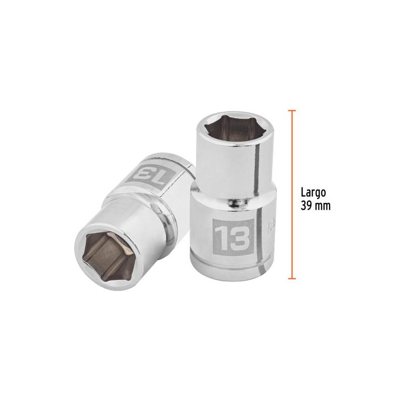 Dados 13mm E1/2 Hexagonales CrVanadio, Truper 13263