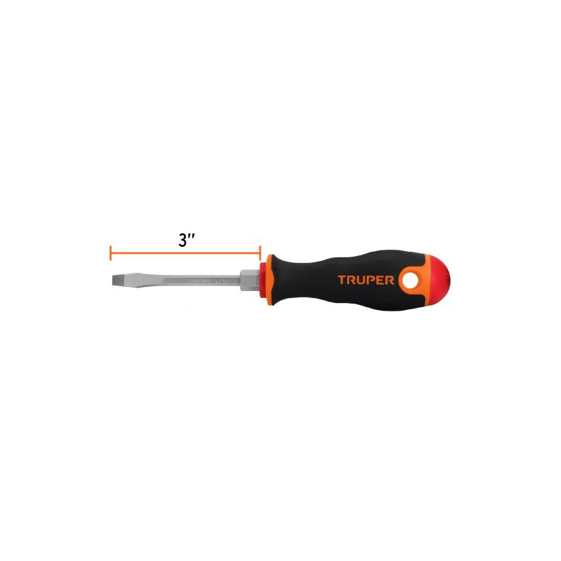 Desarmador Plano Bhex 3/16" x3" ComfortGrip Truper 100831