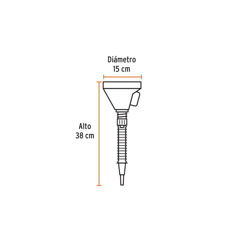Embudo de Plastico 500ml Cuello Flexible con Agarradera, Truper 11207