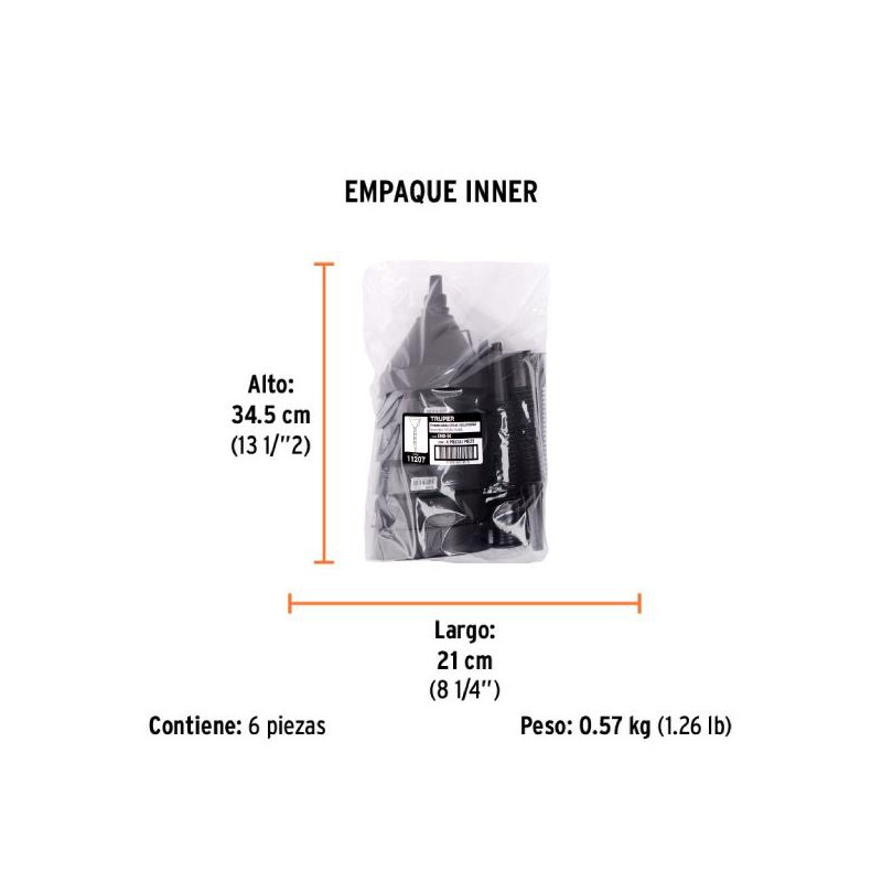 Embudo de Plastico 500ml Cuello Flexible con Agarradera, Truper 11207