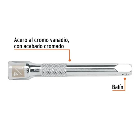 Extension, Encastre 1/4" Largo 3", en Acero al Cromo vanadio, Diametro 9 mm, E-4760 13218 Truper