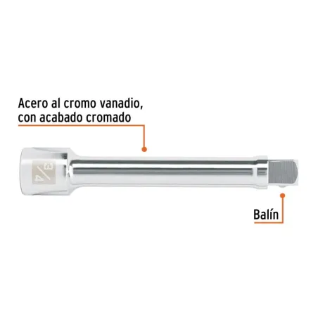 Extensiones, encastre 3/4" Diametro 25.4 mm Largo 8", en acero al cromo vanadio, E-5661 13904 Truper